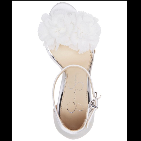 Jessica Simpson | Shoes | Jessica Simpson White Satin Sandals | Poshmark